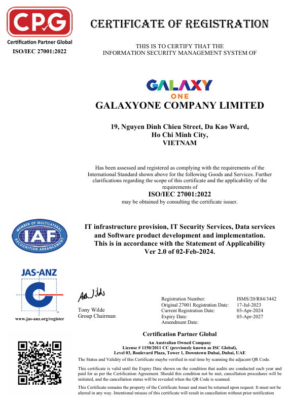 Galaxy One upgraded ISO/IEC 27001:2022 – Galaxy One